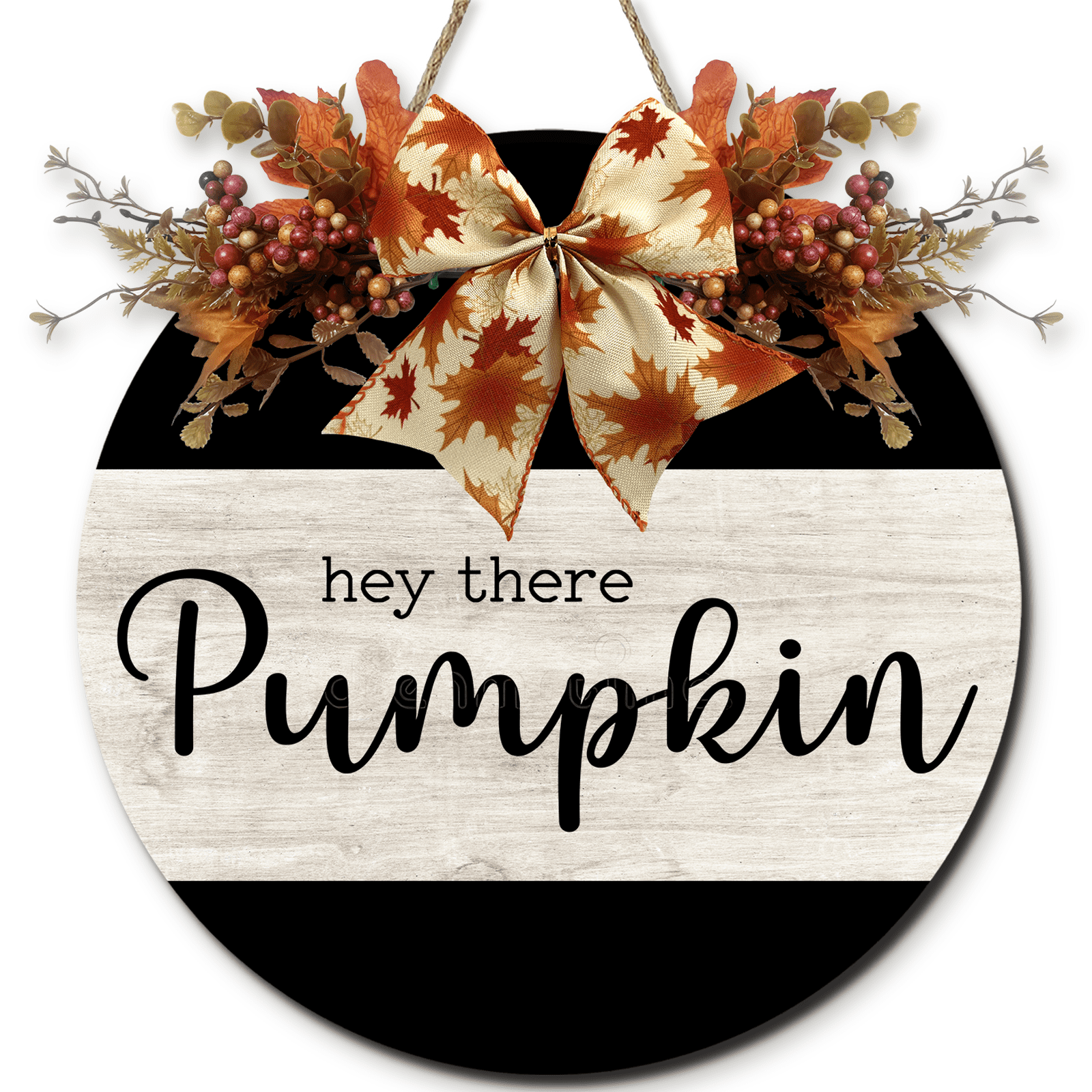 Lucidhisun Hey There Pumpkin Sign for Front Door, Autumn Round Wood ...