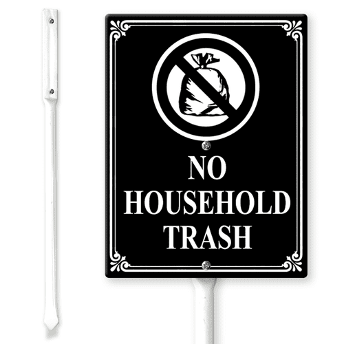 Lucidhisun No Household Trash Yard Sign with Stakes 7×8.8in, Sturdy ...