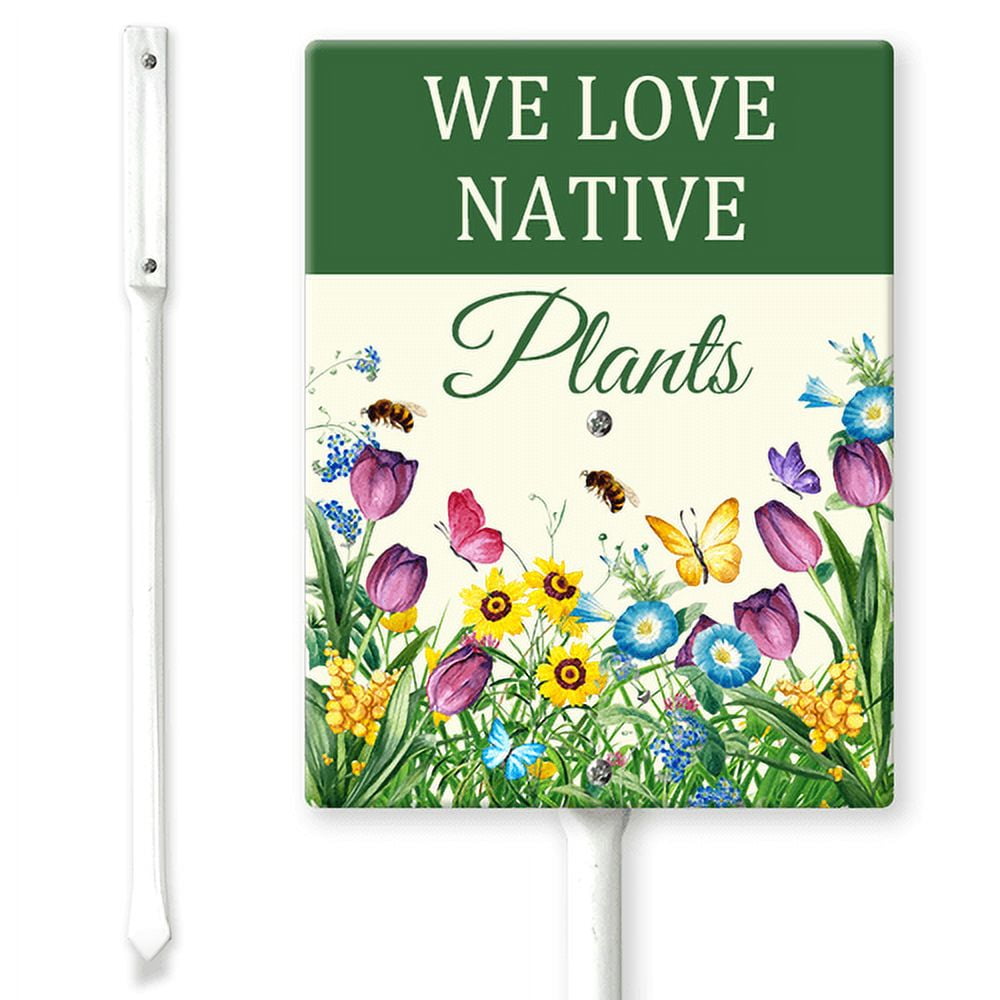 Lucidhisun We Love Native Plants Yard Sign with Stakes 7×8.8inch ...