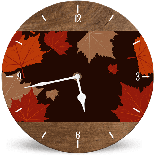 Lucidhisun Maple Leaf Decoration in Autumn Wall Clock, 10in Silent Non ...