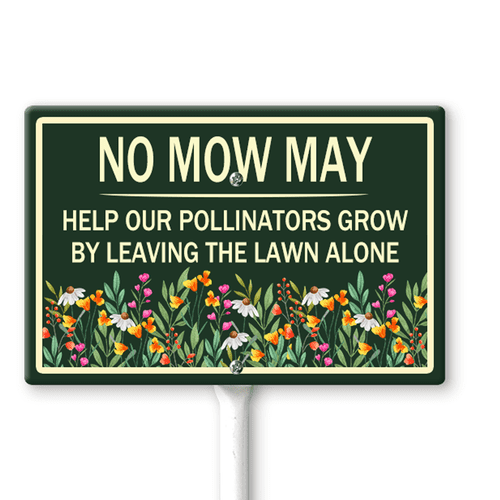 Lucidhisun No Mow May Yard Sign with Stakes 12×8inch, Sturdy Aluminum ...