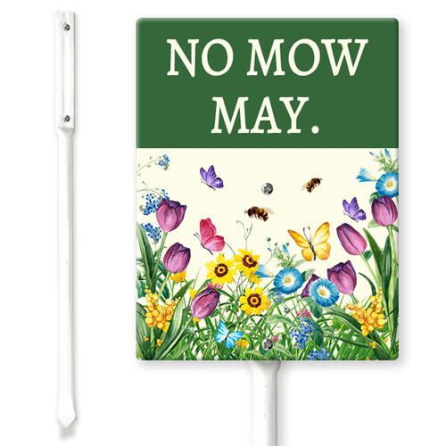 Lucidhisun No Mow May Yard Sign with Stakes 4.6×6inch, Sturdy Aluminum ...