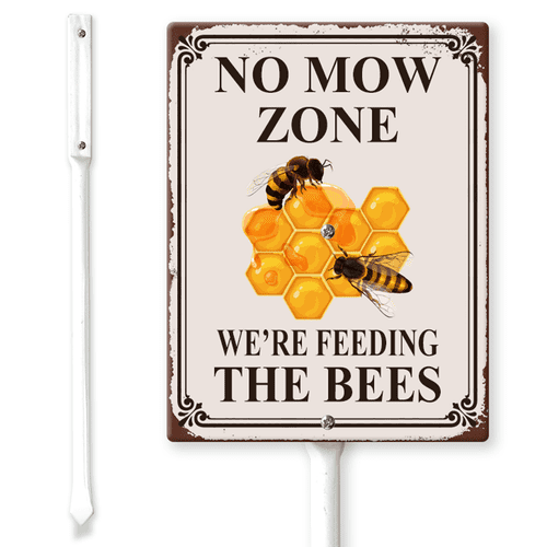 Lucidhisun No Mow Zone.We'Re Feeding The Bees Yard Sign with Stakes 8× ...