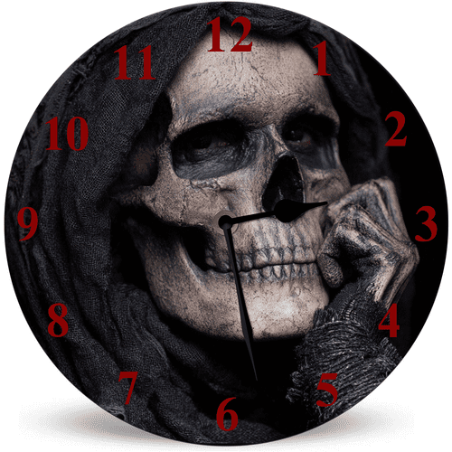 Lucidhisun Mysterious Skull Wooden Clock 10in Silent Non-Ticking ...