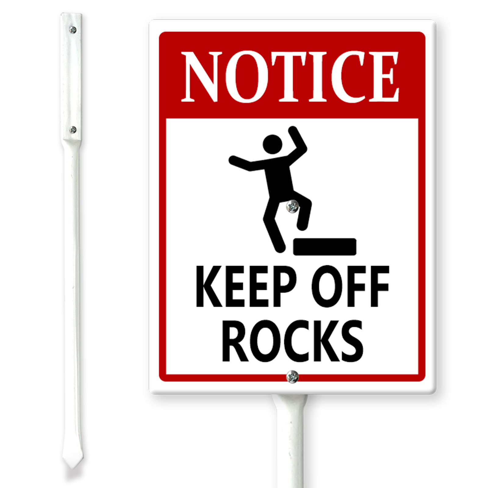 Lucidhisun Notice Sign - Keep Off Rocks Yard Sign with Stakes 4.6×6inch ...