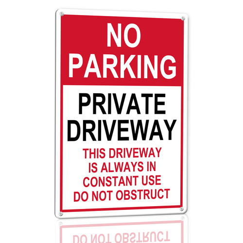 Lucidhisun No Parking Private Driveway Aluminium Sign 12×16in, Sturdy ...