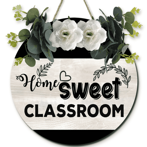 Lucidhisun Personalized Wood Home Sweet Classroom Welcome Door Sign ...