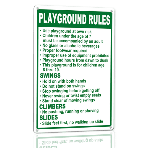 Lucidhisun Playground Rules Safety Aluminum Sign 5×8in, Sturdy Aluminum ...