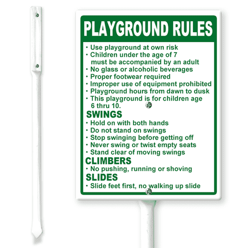 Lucidhisun Playground Rules Safety Yard Sign with Stakes 7×8.8in ...