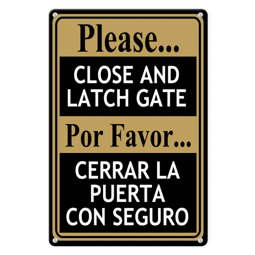 Lucidhisun Please Close and Latch Gate Sign Bilingual English Spanish ...