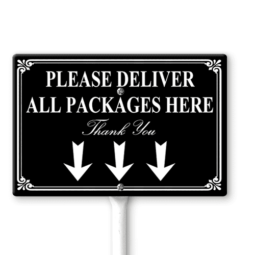 Lucidhisun Please Deliver All Packages Here BLACK Aluminum Yard Sign ...