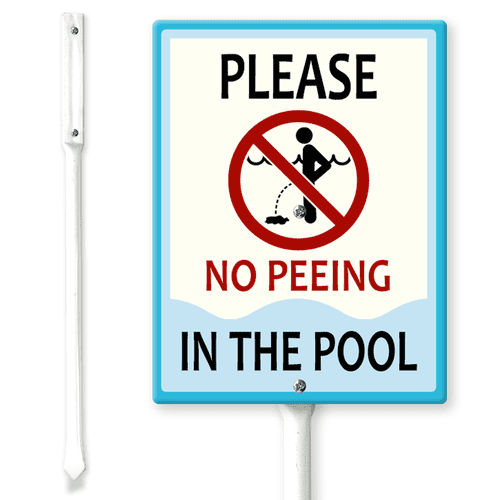 Lucidhisun Please No Peeing In The Pool Yard Sign with Stakes 4.6×6in ...