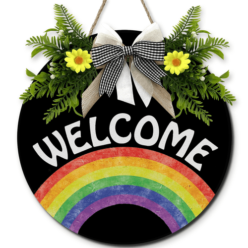 Lucidhisun Rainbow Welcome Sign for Classroom Home Door Decorations ...