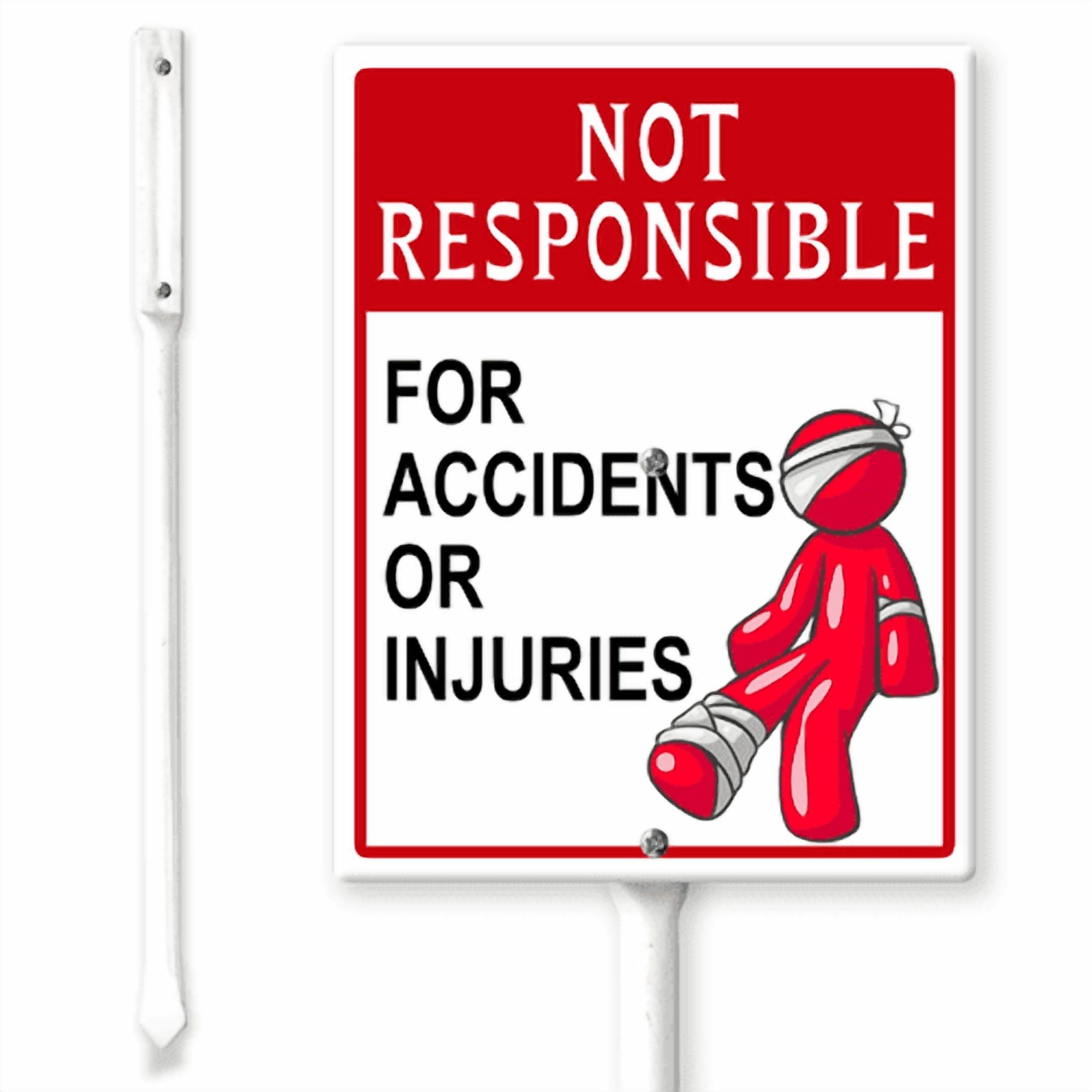 Lucidhisun Not Responsible for Accidents Or Injuries Yard Sign with ...