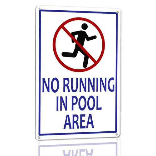 Lucidhisun No Running In Pool Area Aluminium Sign 5×8in, Sturdy ...