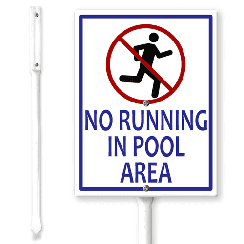 Lucidhisun No Running In Pool Area Yard Sign with Stakes 7×8.8in ...