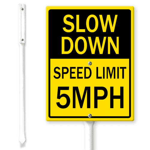 Lucidhisun Slow Down Speed Limit 5 MPH Yard Sign with Stakes 7×8.8in ...