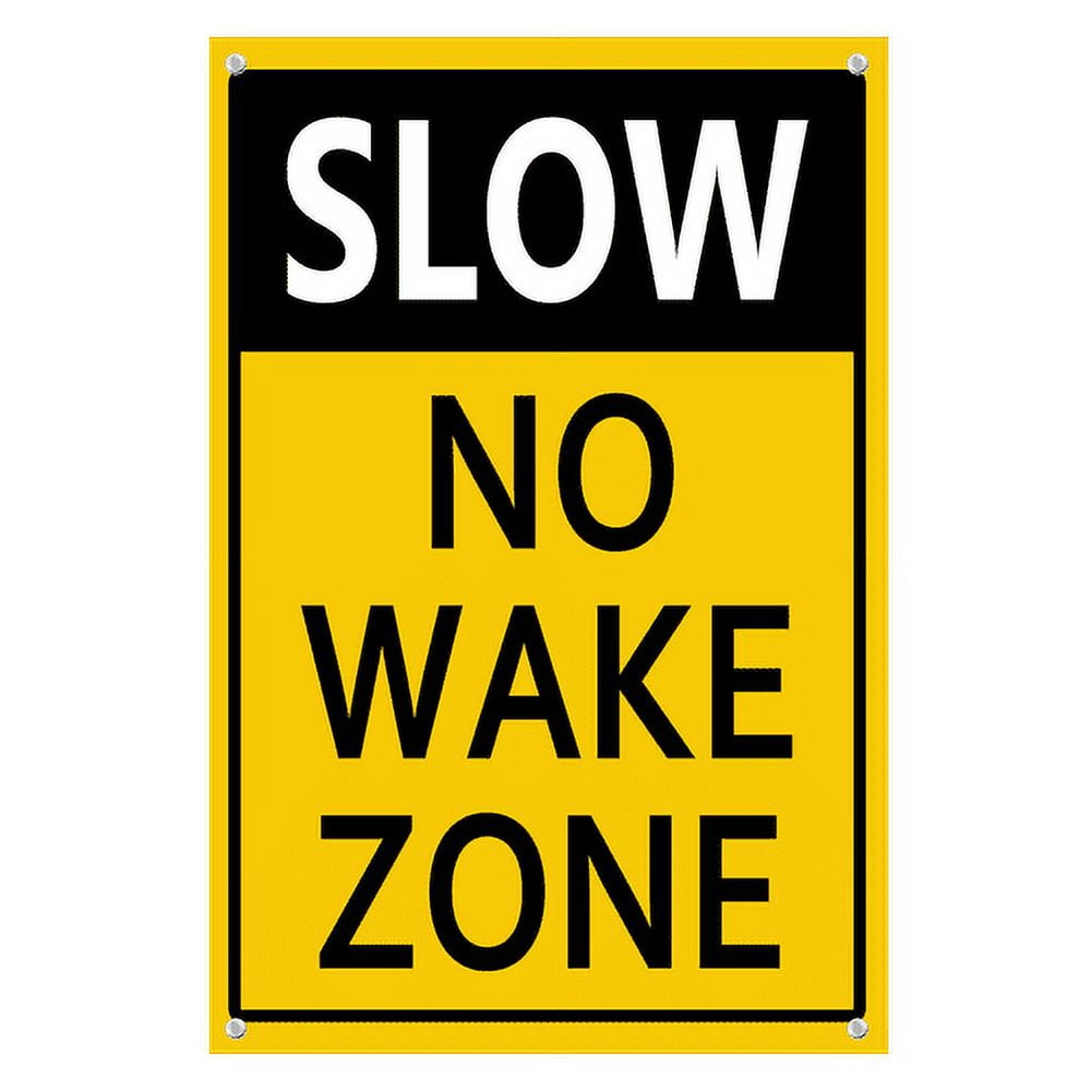 Lucidhisun Slow Down No Wake Zone Aluminium Sign 12×16inch, Sturdy ...