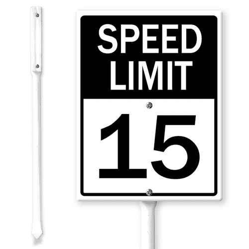 Lucidhisun Speed Limit 15 MPH Yard Sign with Stakes 8×12in, Sturdy ...