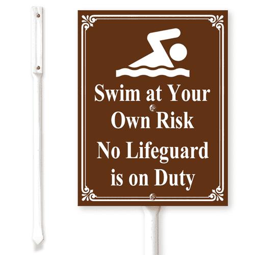 Lucidhisun Swim At Your Own Risk - No Lifeguard On Duty Yard Sign with ...