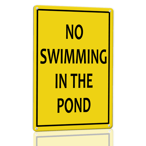 Lucidhisun No Swimming In The Pond Aluminium Sign 5×8in, Sturdy ...