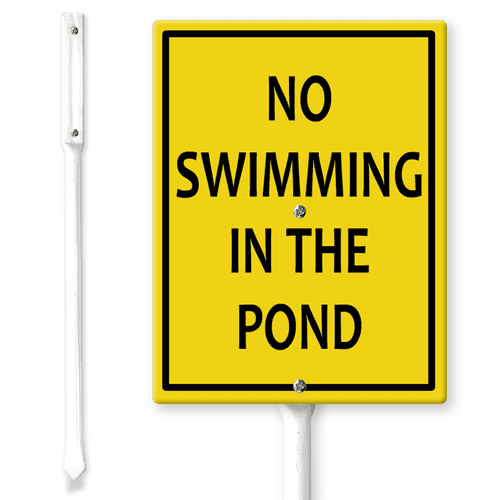 Lucidhisun No Swimming In The Pond Yard Sign with Stakes 7×8.8in ...