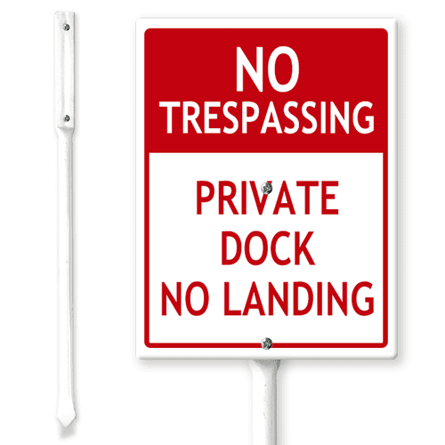 Lucidhisun No Trespassing Private Dock No Landing Yard Sign with Stakes ...