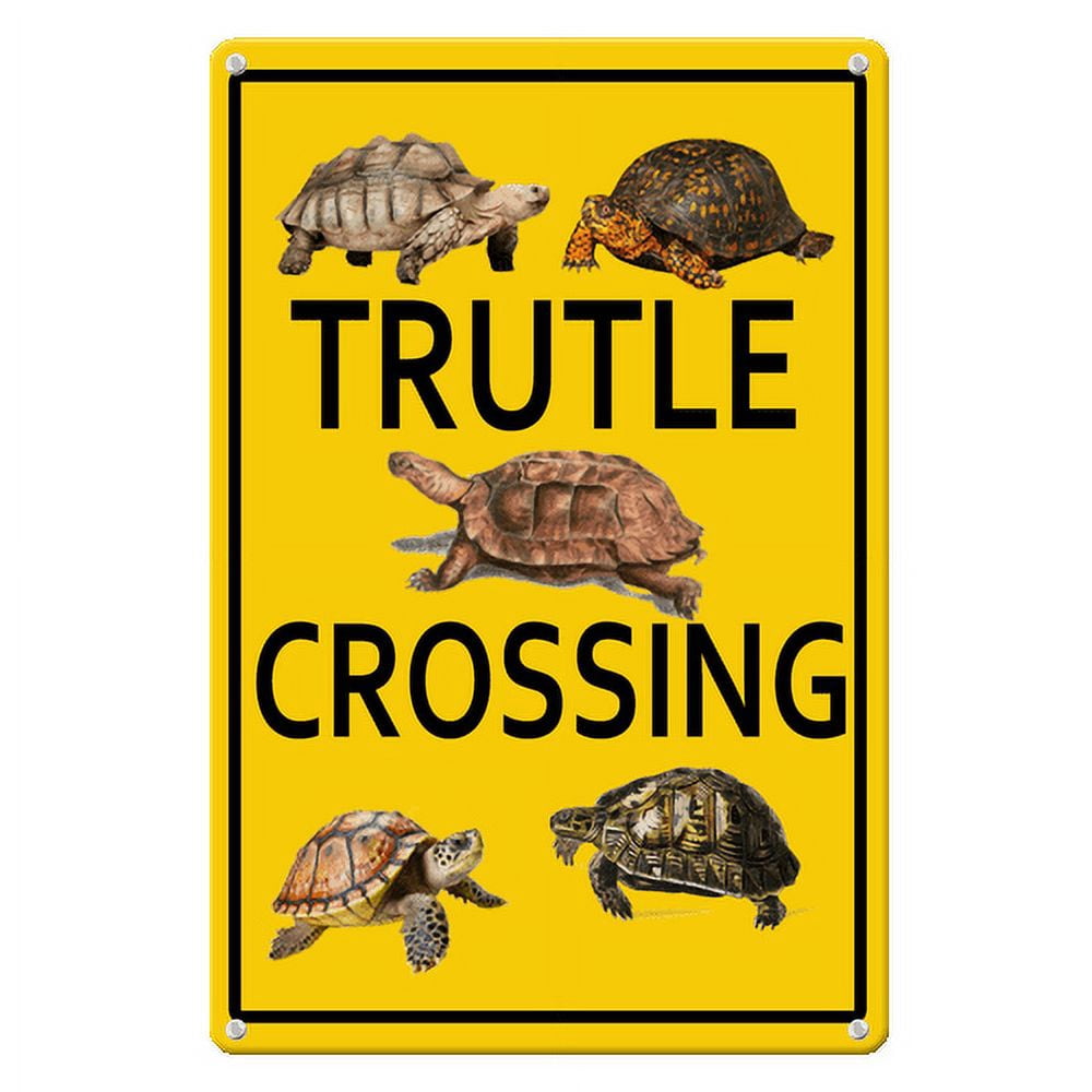 Lucidhisun Turtle Crossing Aluminium Sign 5×8inch, Sturdy Aluminum Wall ...