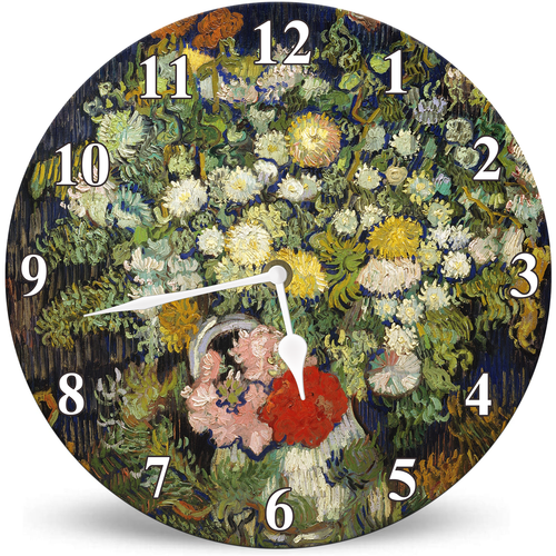 Lucidhisun Van Gogh Painting Bouquet of Flowers Kitchen Wall Clock ...