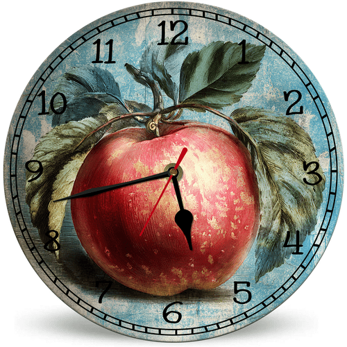 Lucidhisun Vintage Apple Funny Wall Clocks Silent Non-Ticking Battery ...