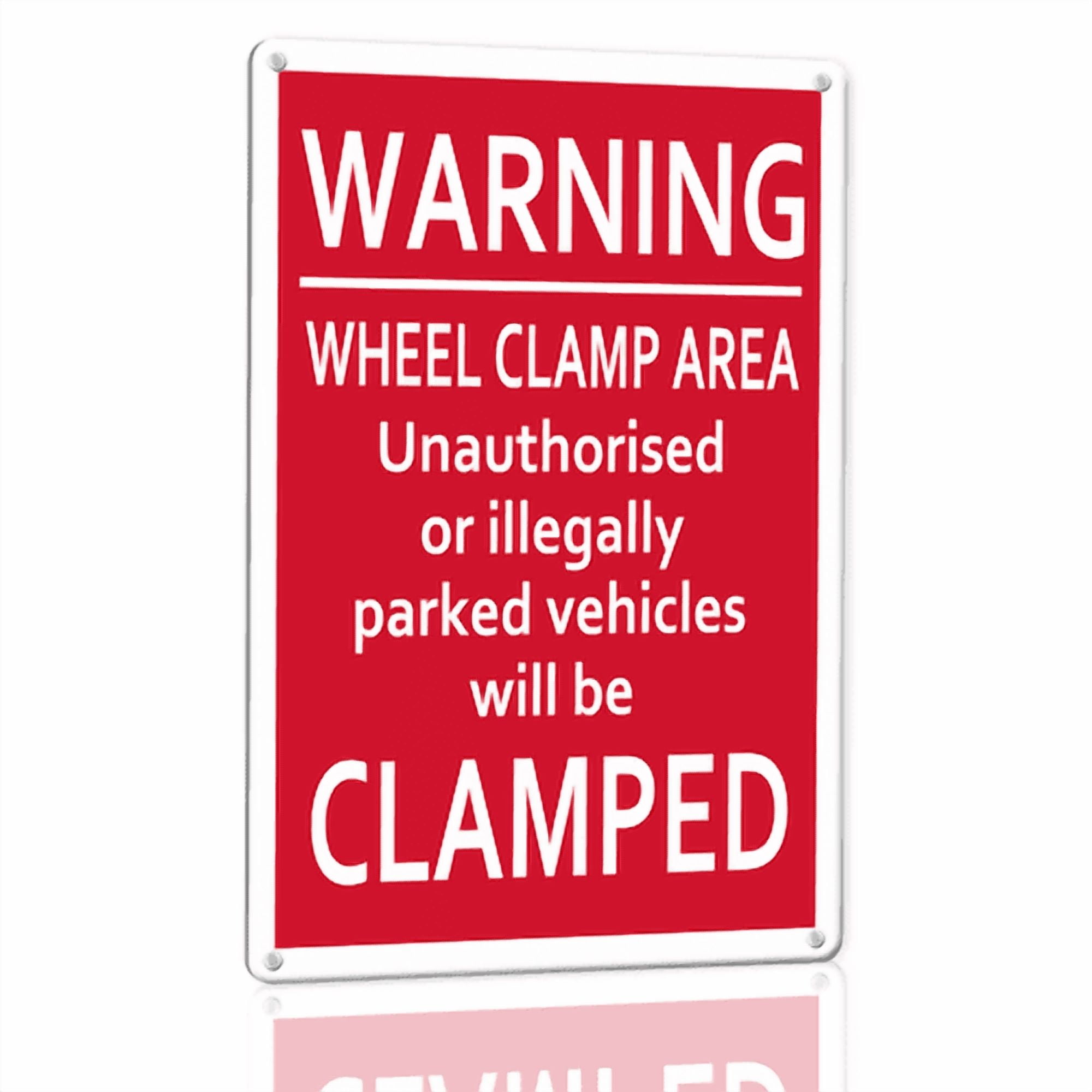 Lucidhisun Warning Wheel Clamp Area Aluminium Sign 5×8in, Sturdy ...
