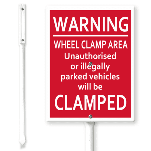 Lucidhisun Warning Wheel Clamp Area Yard Sign with Stakes 4.6in×6in ...