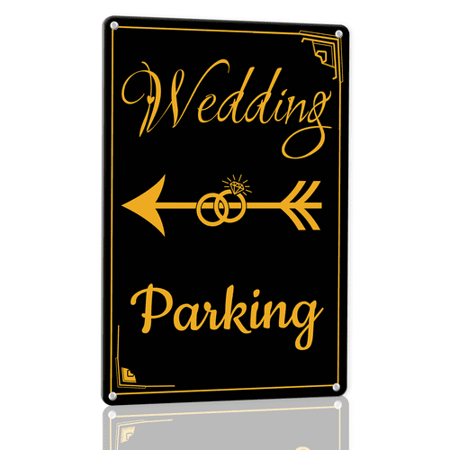 Lucidhisun Wedding Parking Road Left Arrow Aluminium Sign 5×8in, Sturdy ...