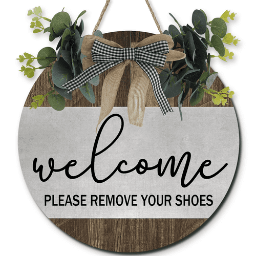 Lucidhisun Welcoem Please Remove Your Shoes Sign Front Door Decor 11in ...