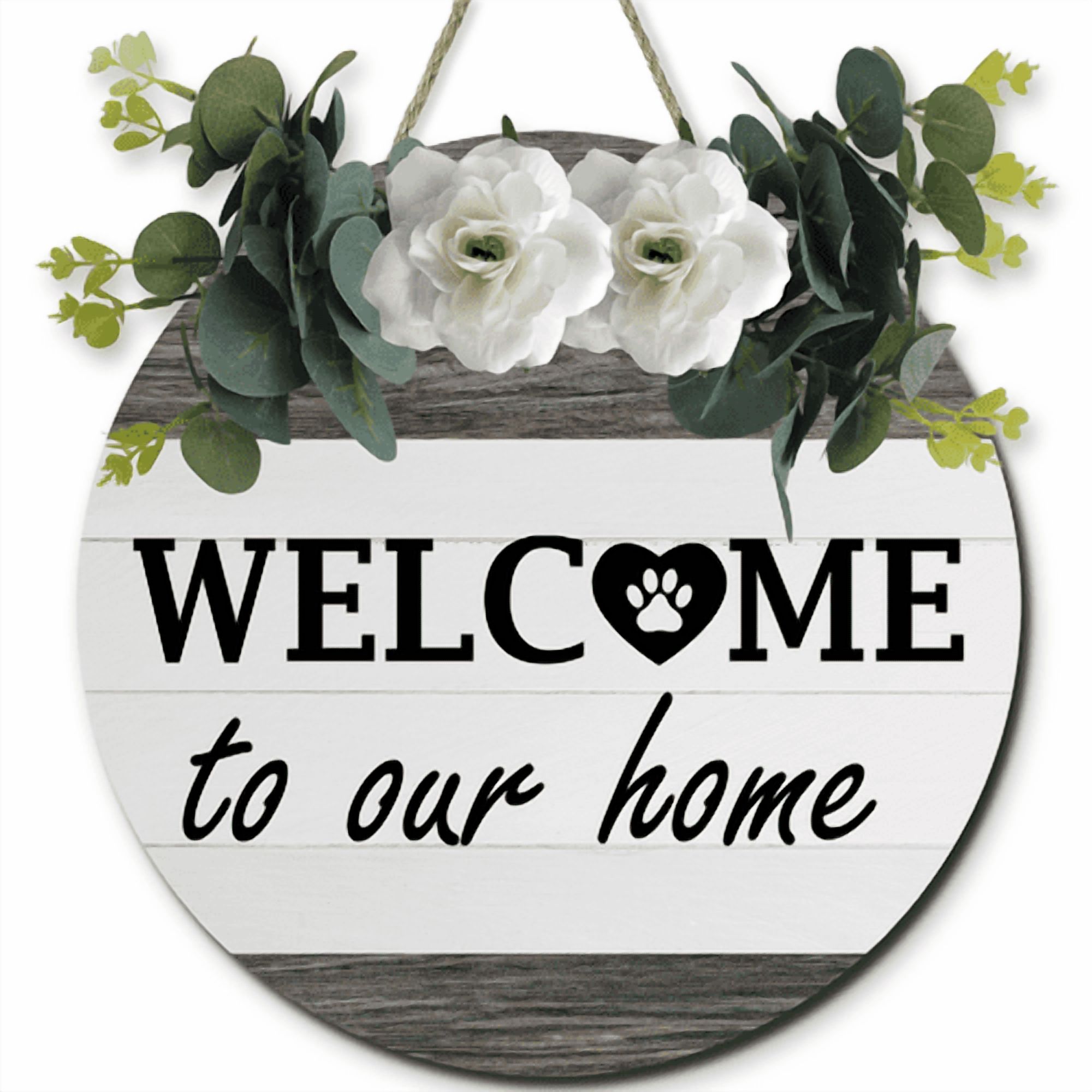 Lucidhisun Welcome To Our Home Decorations Hanging Wood Signs 11in, Dog ...