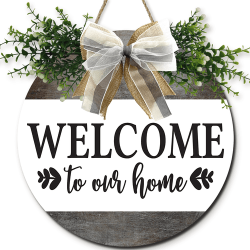 Lucidhisun Welcome to Our Home Wooden Front Door Sign 12in, Welcome ...