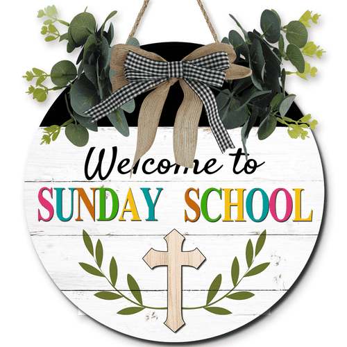Lucidhisun Welcome Sunday School Door Sign Church Door Sign Seasonal ...