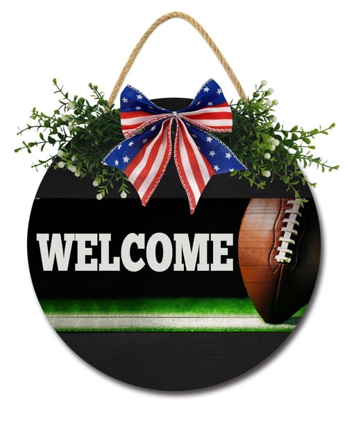 Lucidhisun Wood Football Signs Man Cave Decor - Welcome Sign for Front ...