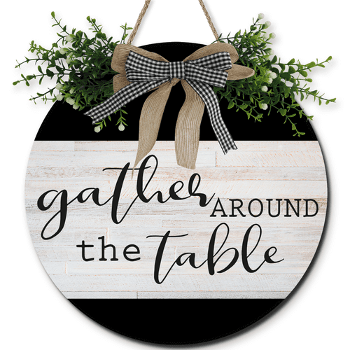 Lucidhisun Wood Gathers Around The Table Signs 11inch, Rustic Wood ...