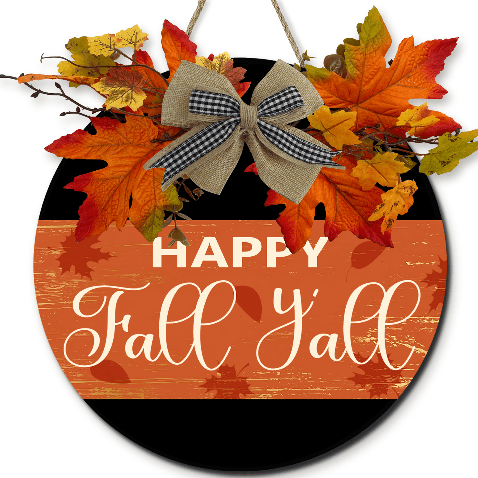 Lucidhisun Wood Happy Fall Y'all Sign for Front Door Porch 12in, Maple ...