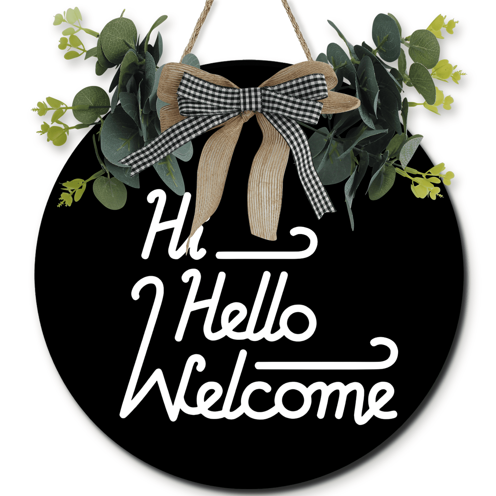 Lucidhisun Wood Hi Hello Welcome Decor Hanging Sign, Rustic Welcome ...