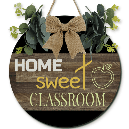 Lucidhisun Wood Home Sweet Classroom Welcome Door Sign, Wooden ...