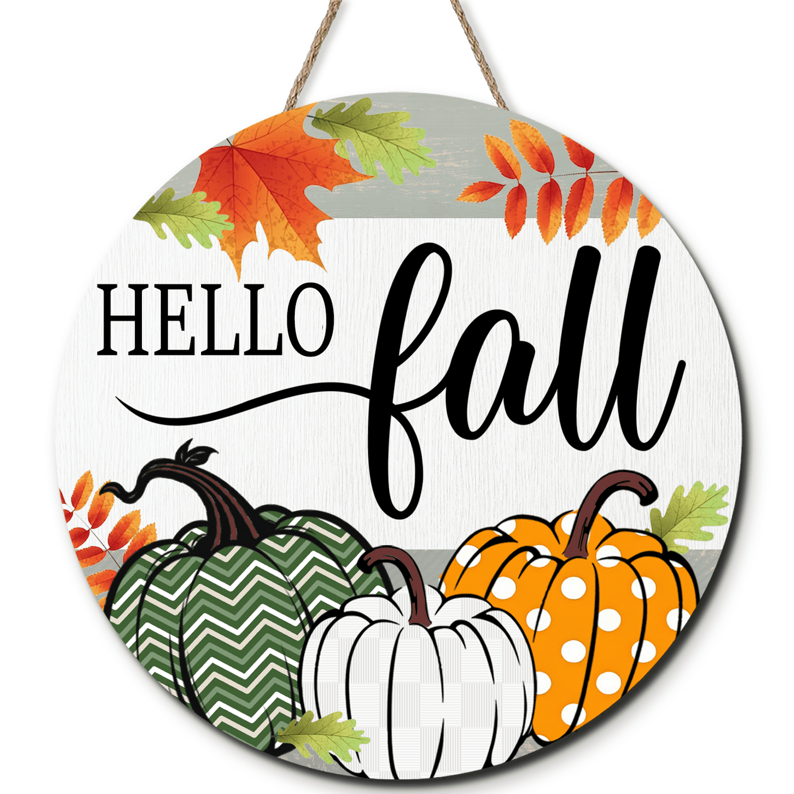 Lucidhisun Wooden Hello Fall Front Door Sign, Autumn Hanging Wood ...