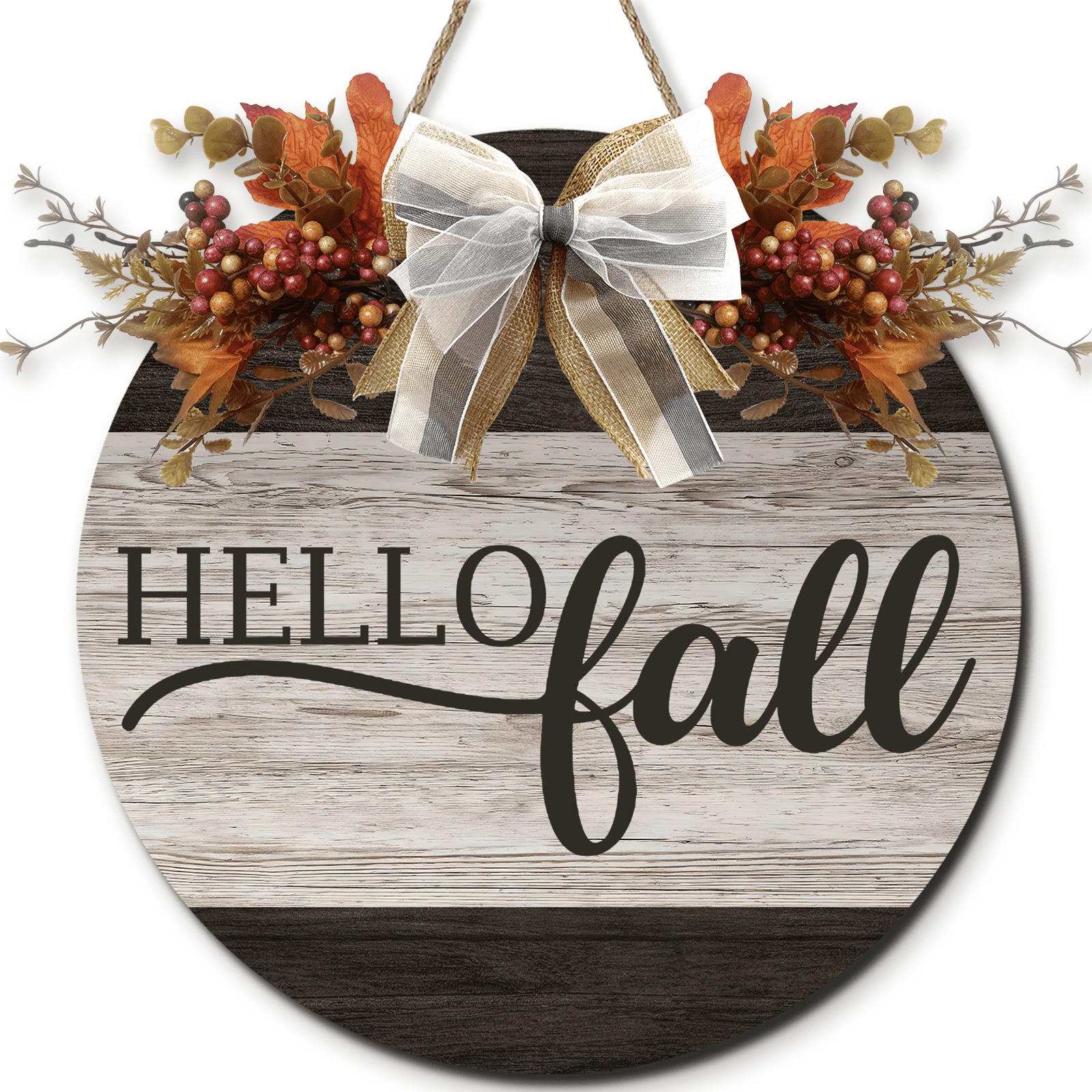 Lucidhisun Wooden Hello Fall Hanging Sign, Fall Welcome Signs for Home ...