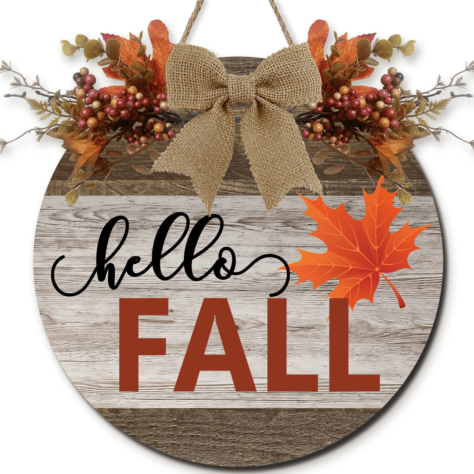 Lucidhisun Wooden Hello Fall Signs for Farmhouse Front Door Porch Decor ...