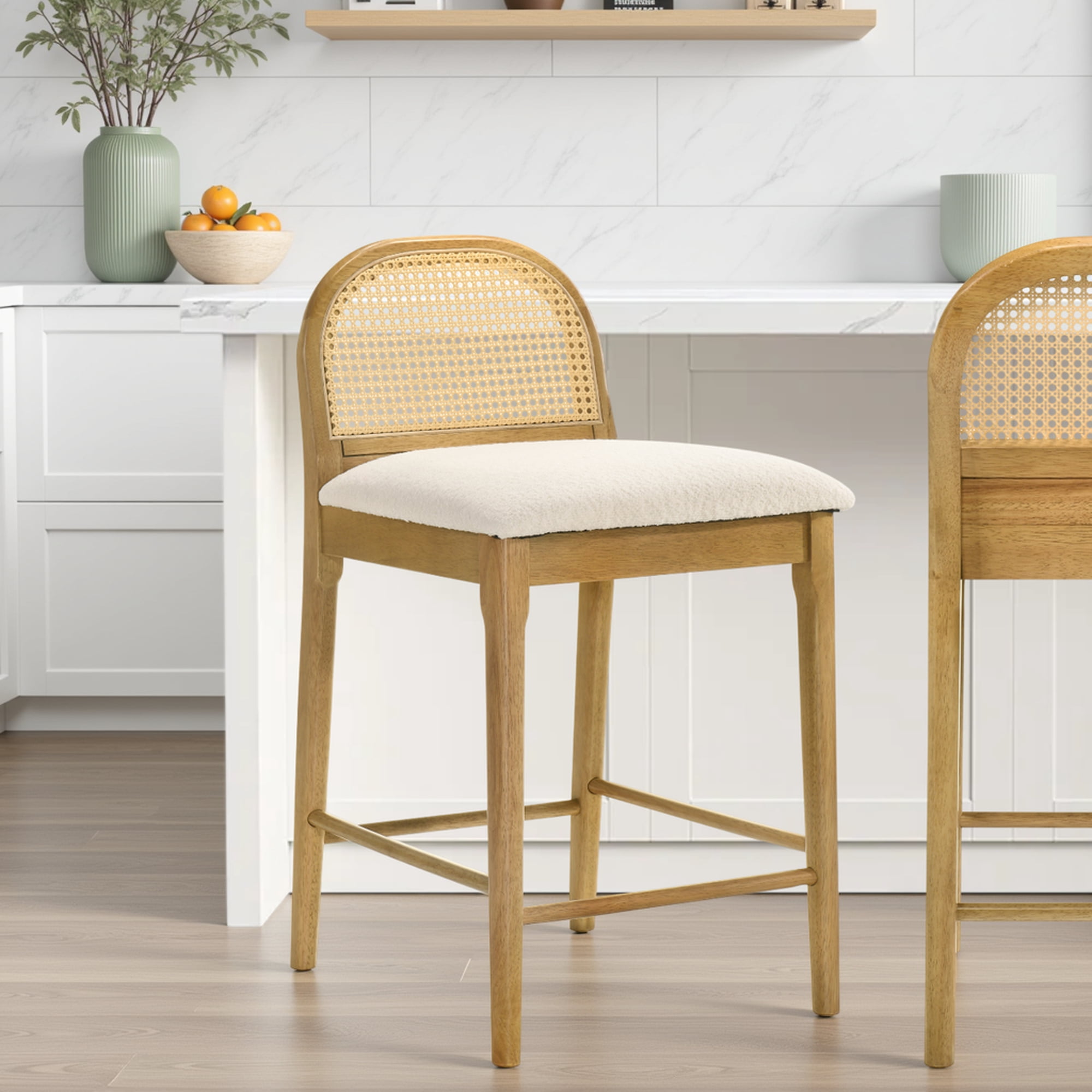 Lucio Modern Farmhouse Wood Counter Height Kitchen Bar Stool in Amber ...