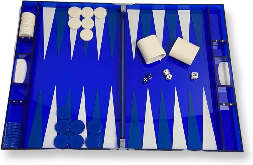Lucite Acrylic Backgammon Set 18" Large Premium Board and Pieces (Clear ...