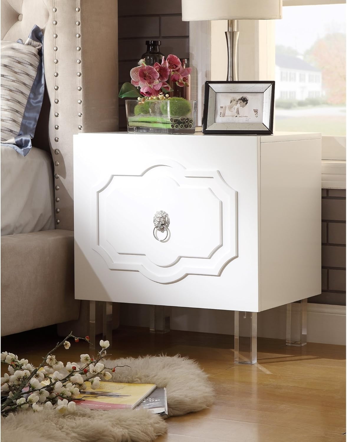 Lucite Leg Side Table, White - Walmart.com