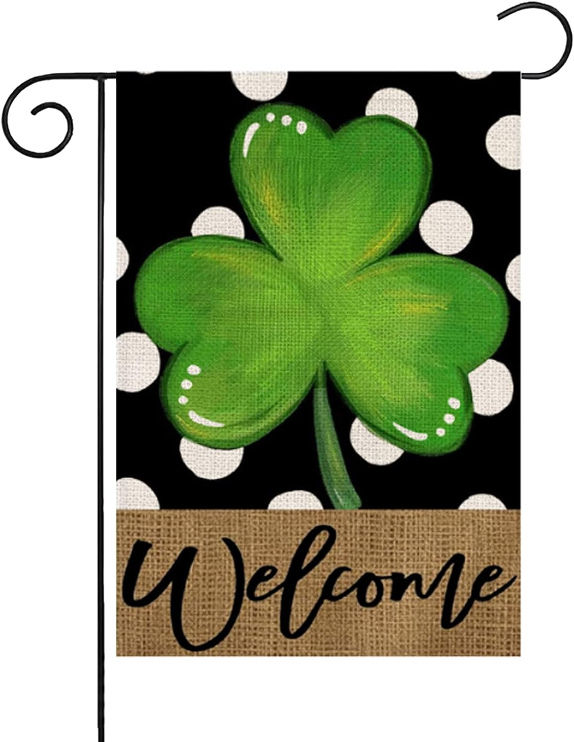 Luck Clovers St. Patrick's Day Garden Flag Welcome Shamrocks Primitive 28X40 inch Double Sided ...