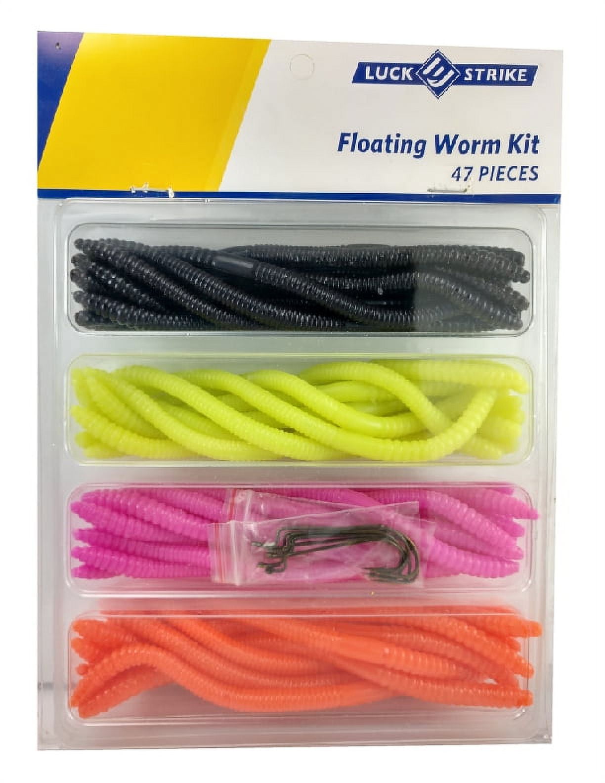 Luck-E-Strike Floating Worm Kit - Bass Fishing - 47 Piece Colors ...